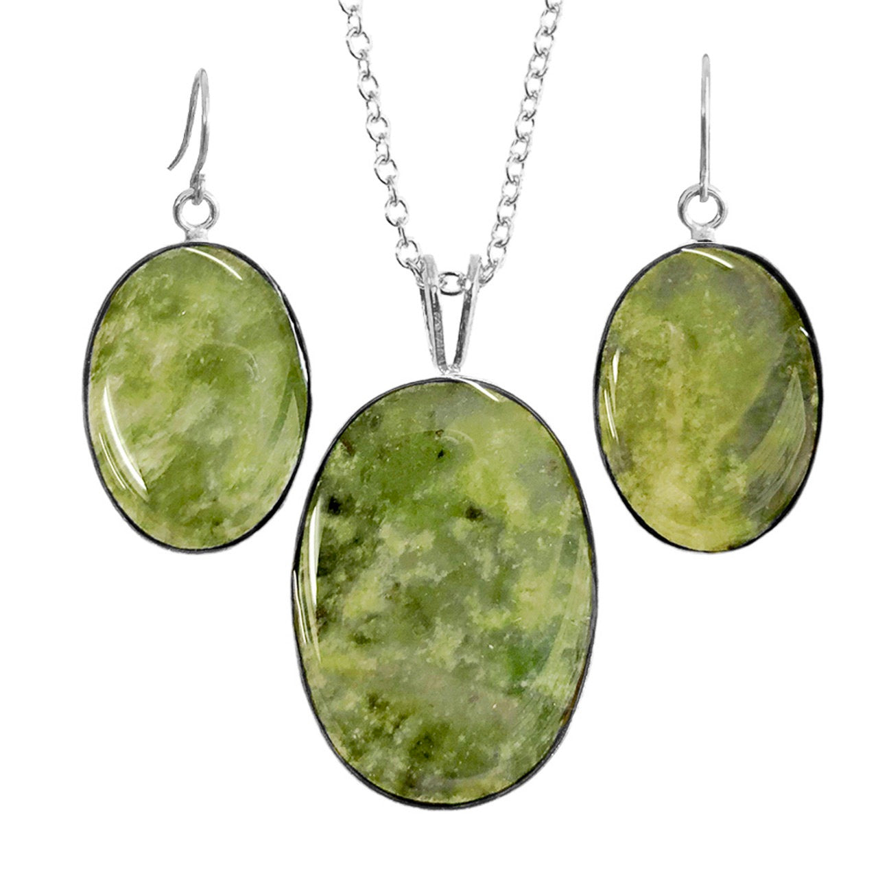 Greenstone Set Silver - Oval – gecko in the village
