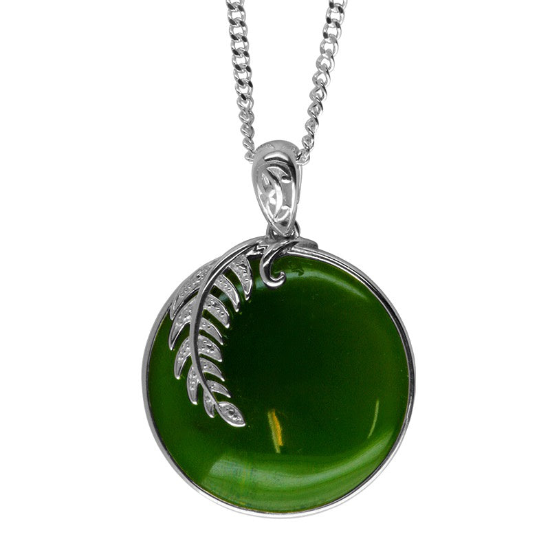 Greenstone / Pounamu Round Shape + Sterling Silver Fern – gecko in the ...