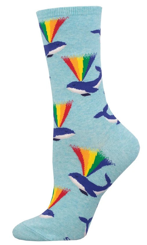 Women's Socks - Rainbow Whale - Blue – gecko in the village