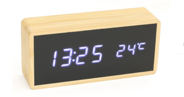 Wooden Mirror LED Alarm Clock 15cm – gecko in the village