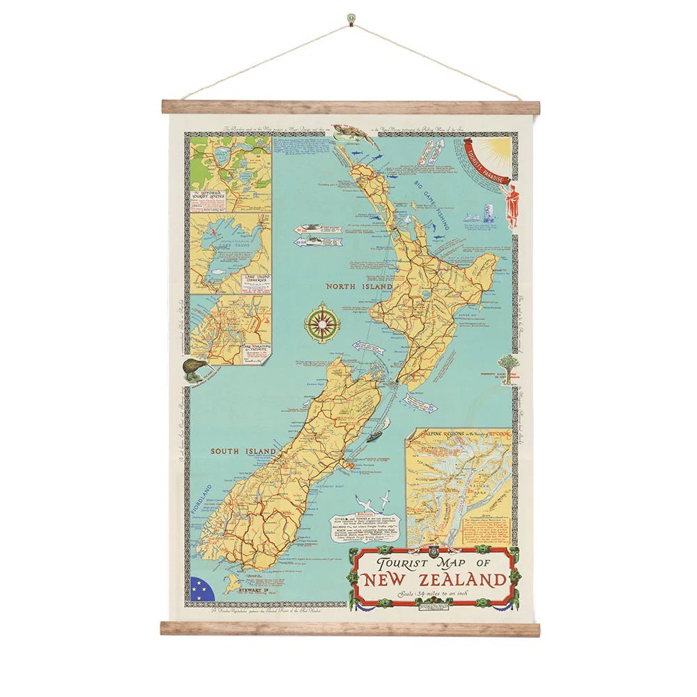 Wall Chart - New Zealand Tourist Map – gecko in the village