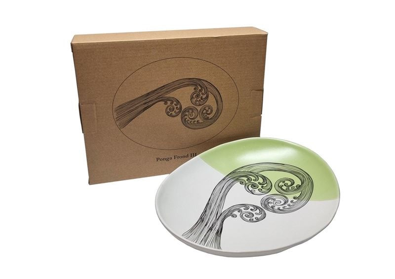 Ponga Frond 3 Green Dipped - 24cm Porcelain Bowl – gecko in the village