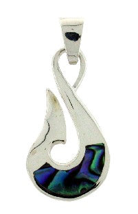 Kibo Pend Hook Paua Inlay Stg Silver Fishhook Pendant 15x7mm – gecko in ...